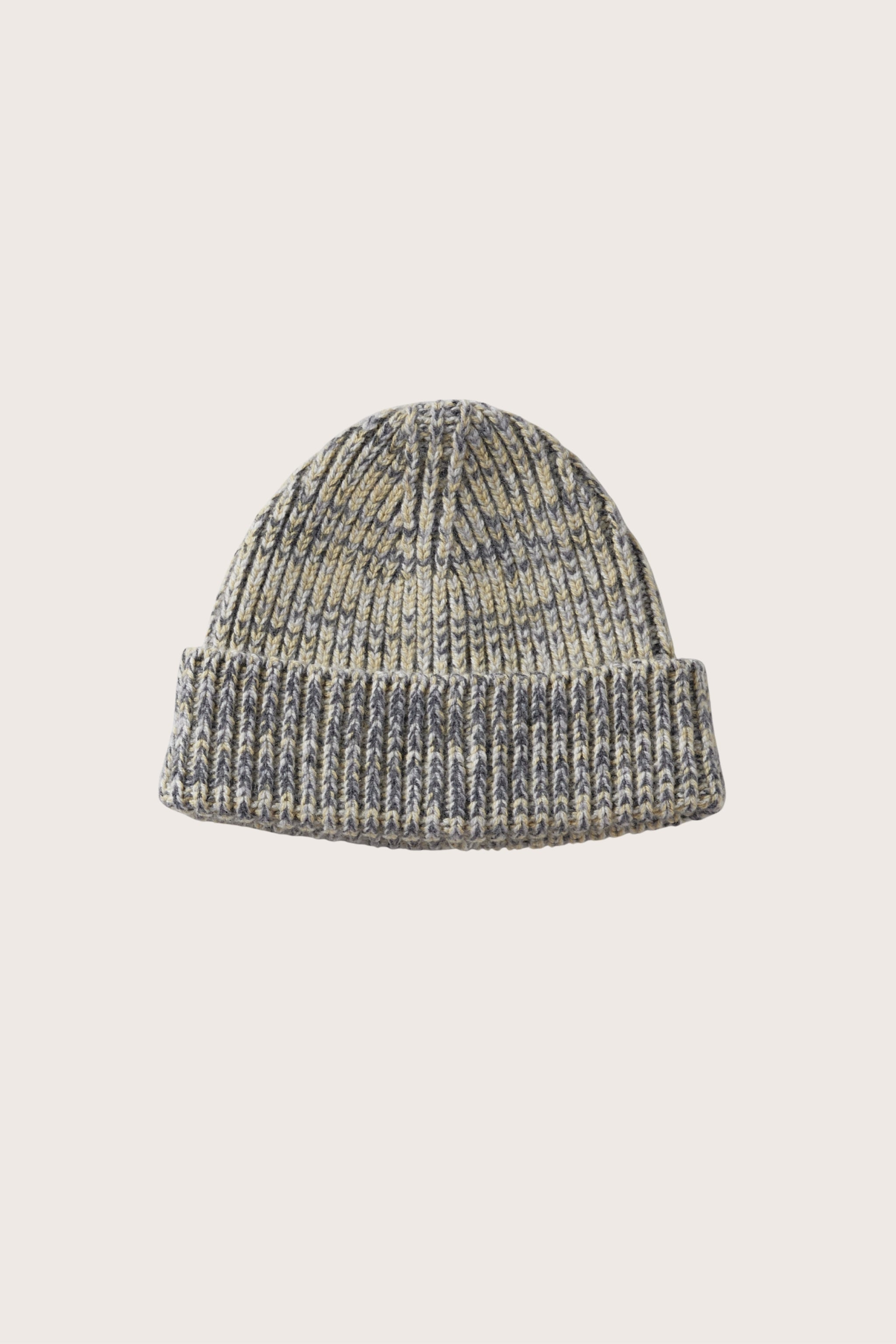 CLOIMH Marl Soft Wool Beanie Hat in Soft Yellow/Grey Marl