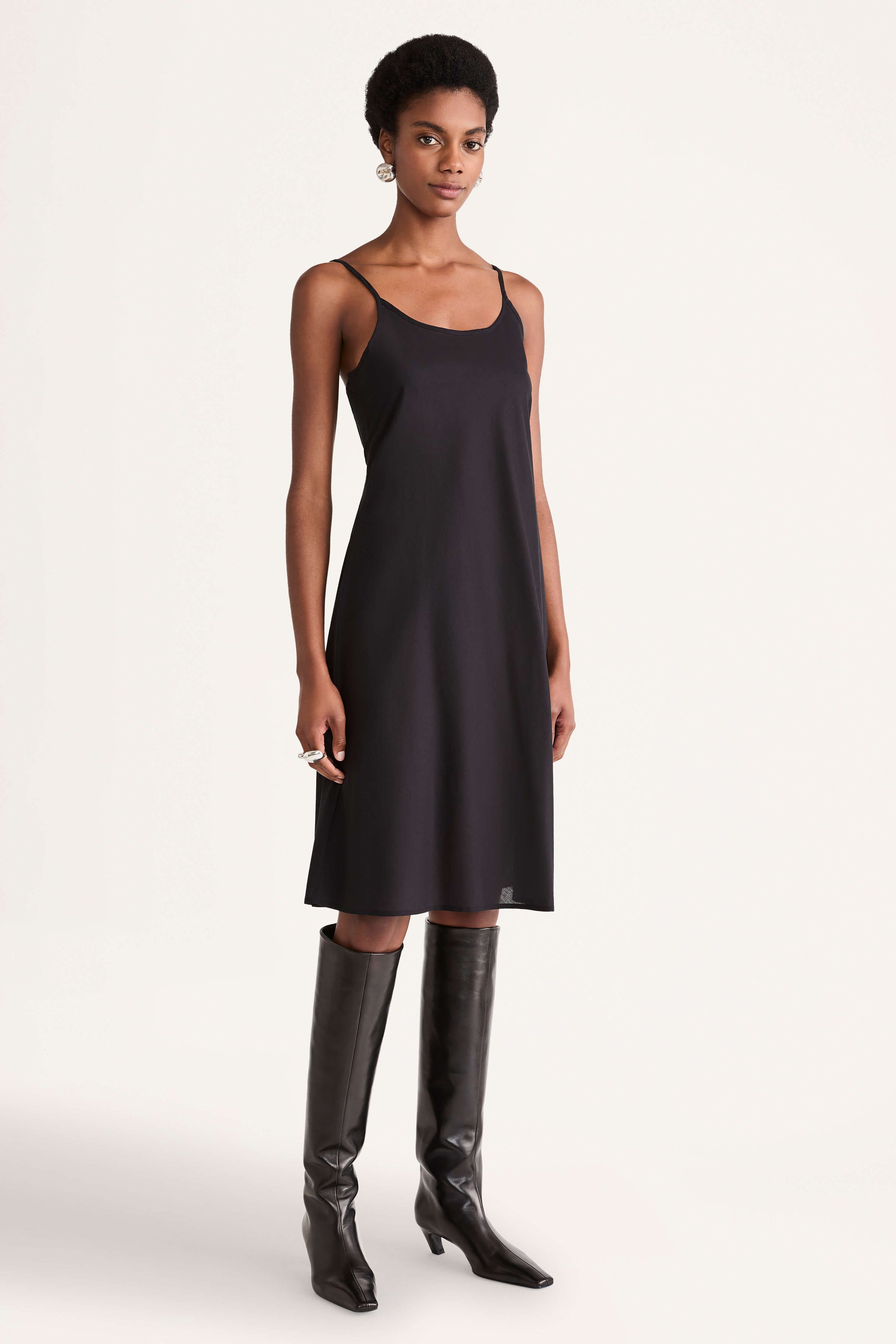 Merlette Midi Slip Dress in Black