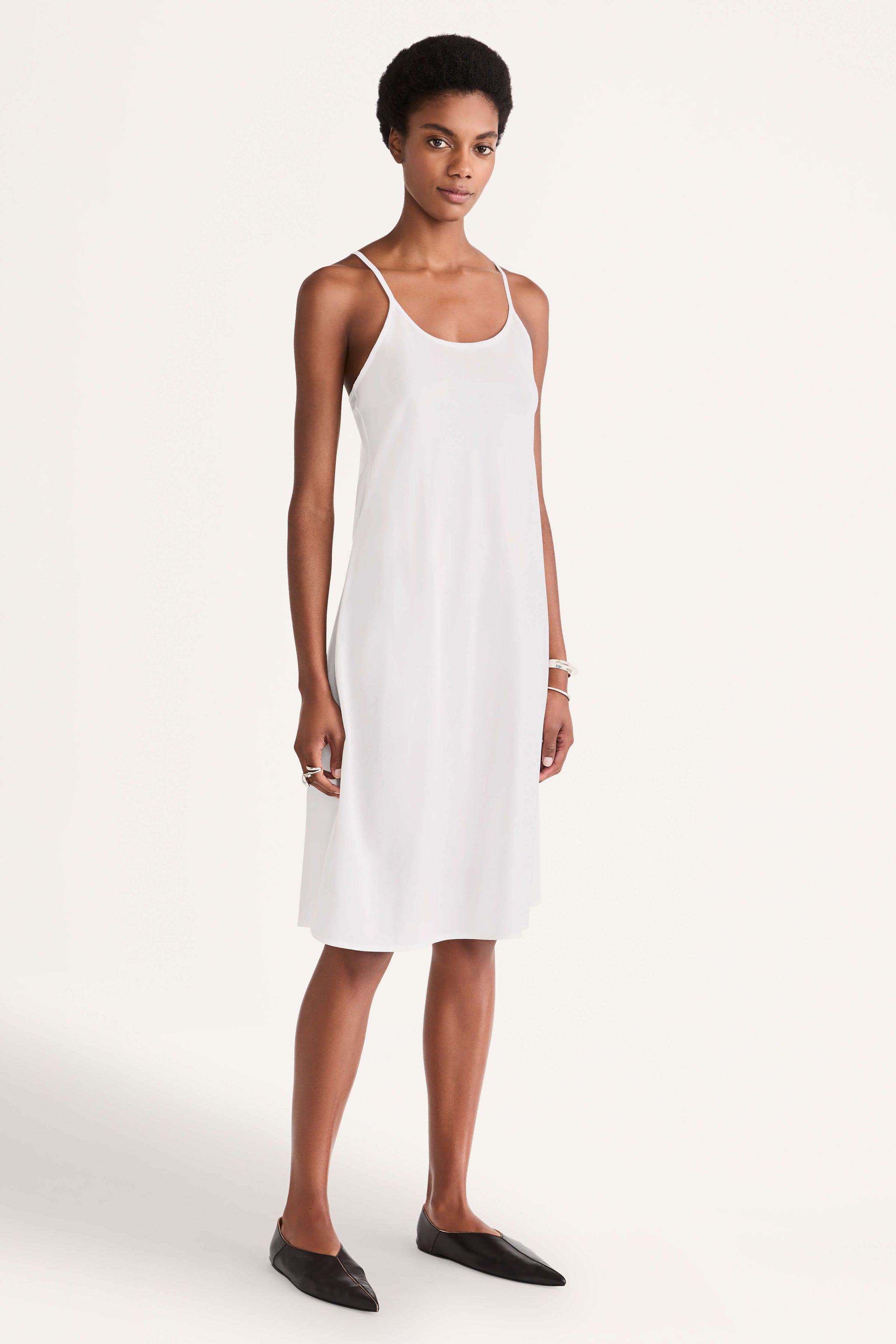 Merlette Midi Slip Dress in White